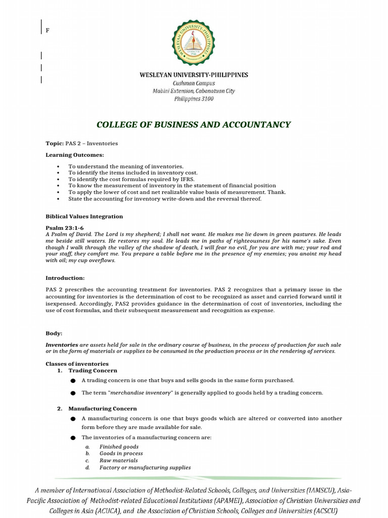Module 4 - PAS 2 Inventories | PDF | Cost Of Goods Sold | Inventory