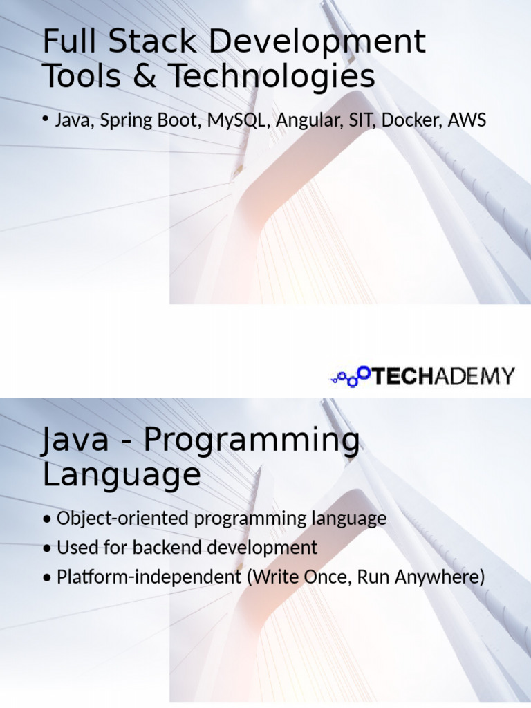 Full Stack Tools Technologies Presentation | PDF