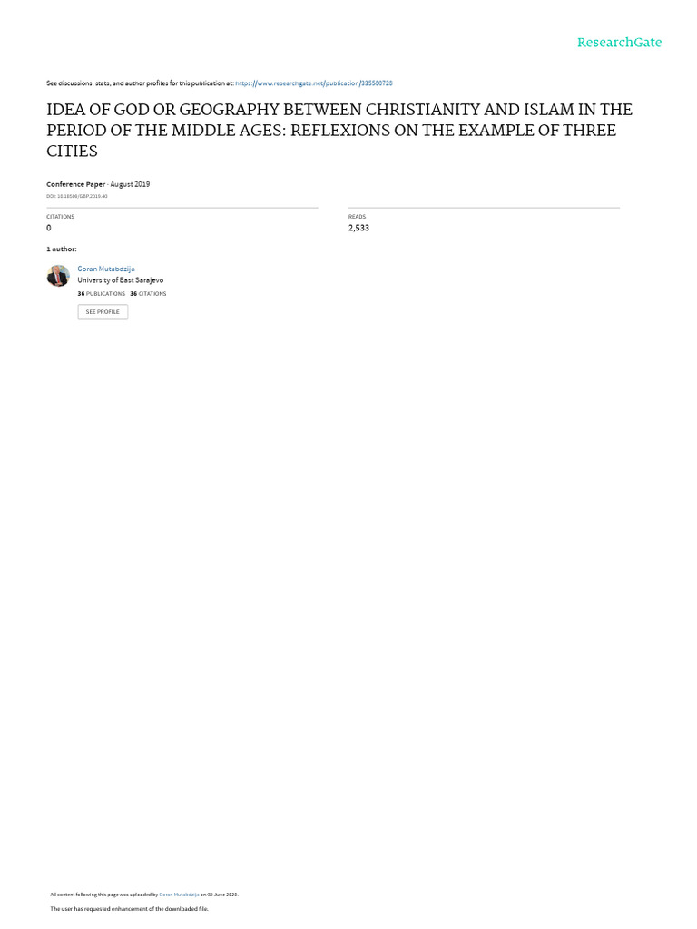 Idea of God or Geography Between Christianity and Islam in The Period ...