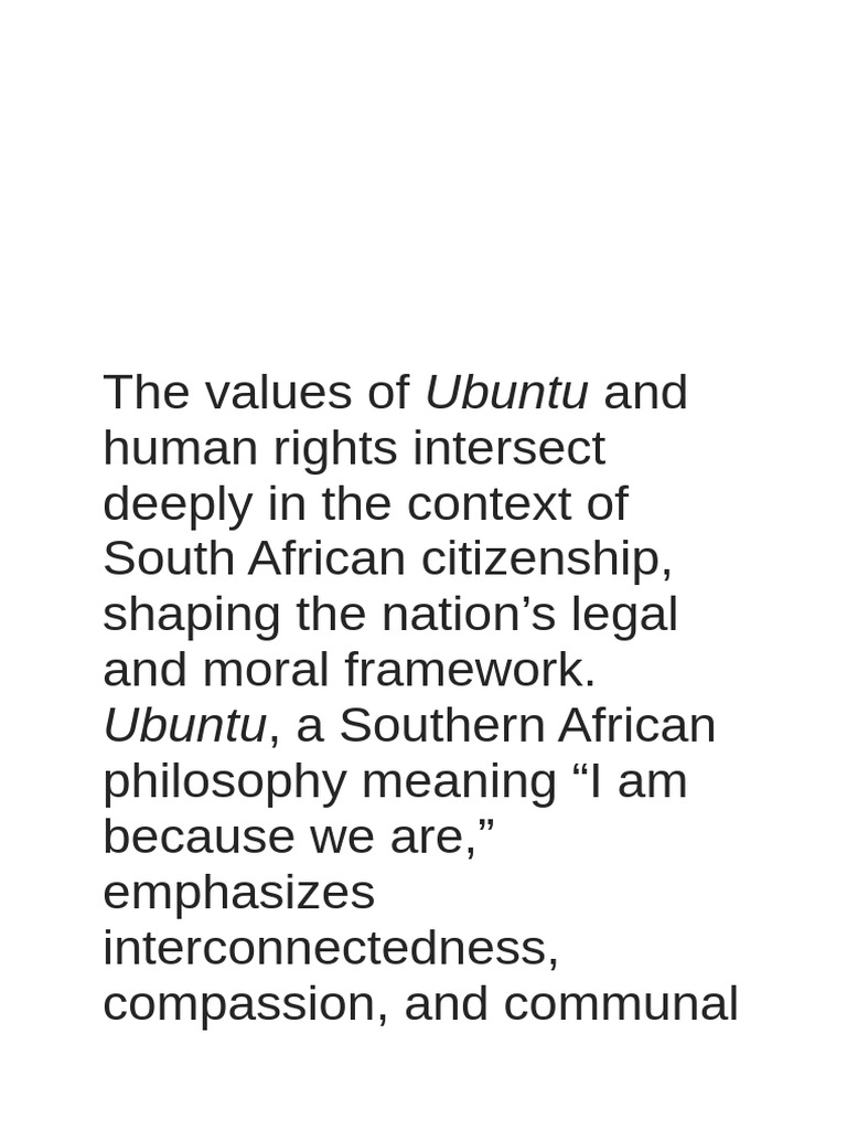 Value of Ubuntu and Human Rights | PDF