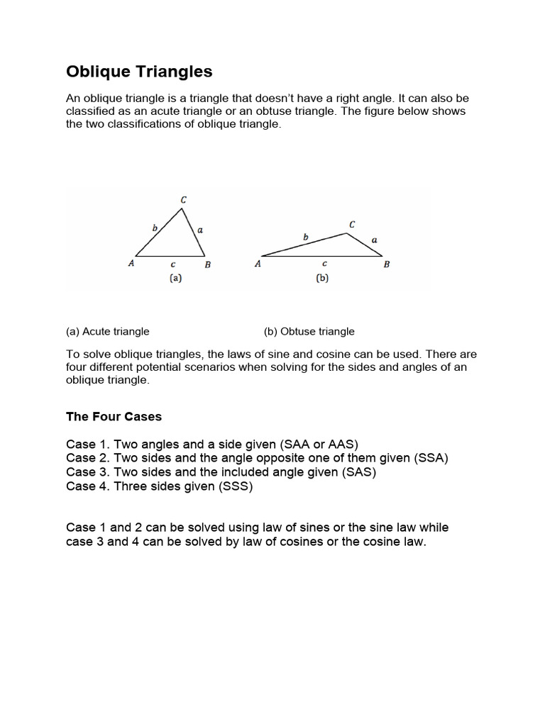 Oblique Triangles | PDF