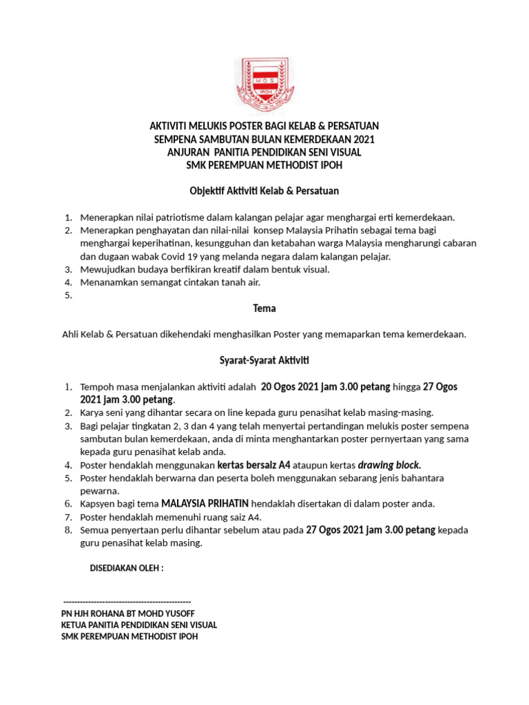 AKTIVITI_MELUKIS_POSTER_BAGI_KELAB_&_PERSATUAN_ANJURAN_PANITIA_PSV | PDF