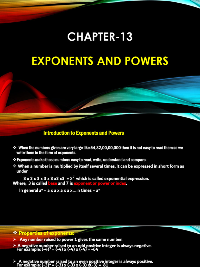 Exponents and Powers 13.1 | PDF | Exponentiation | Mathematical Concepts