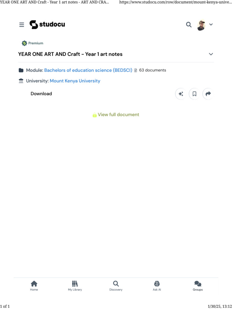 Year 1 Art and Craft Notes PDF | PDF