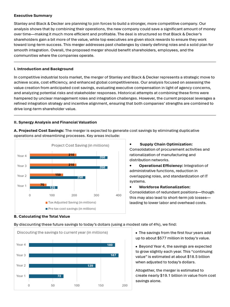 Stanley Black and Decker case analysis report | PDF | Mergers And Acquisitions | Executive ...