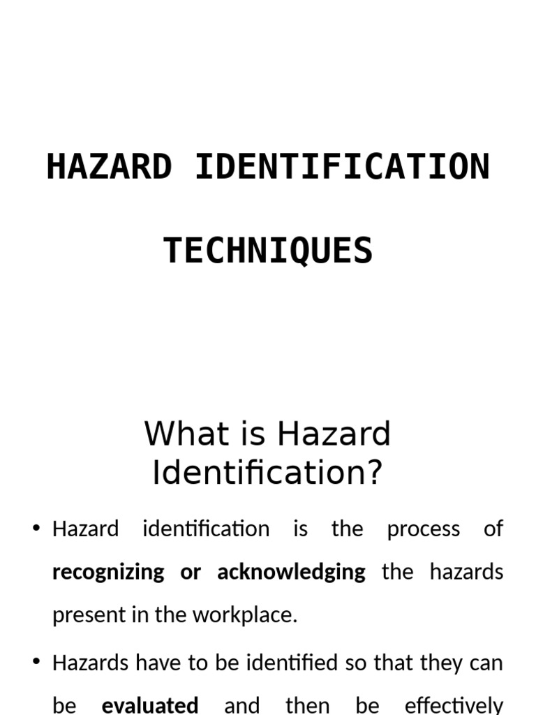 Lesson 4- Hazard Identification Techniques | PDF | Risk | Risk Assessment