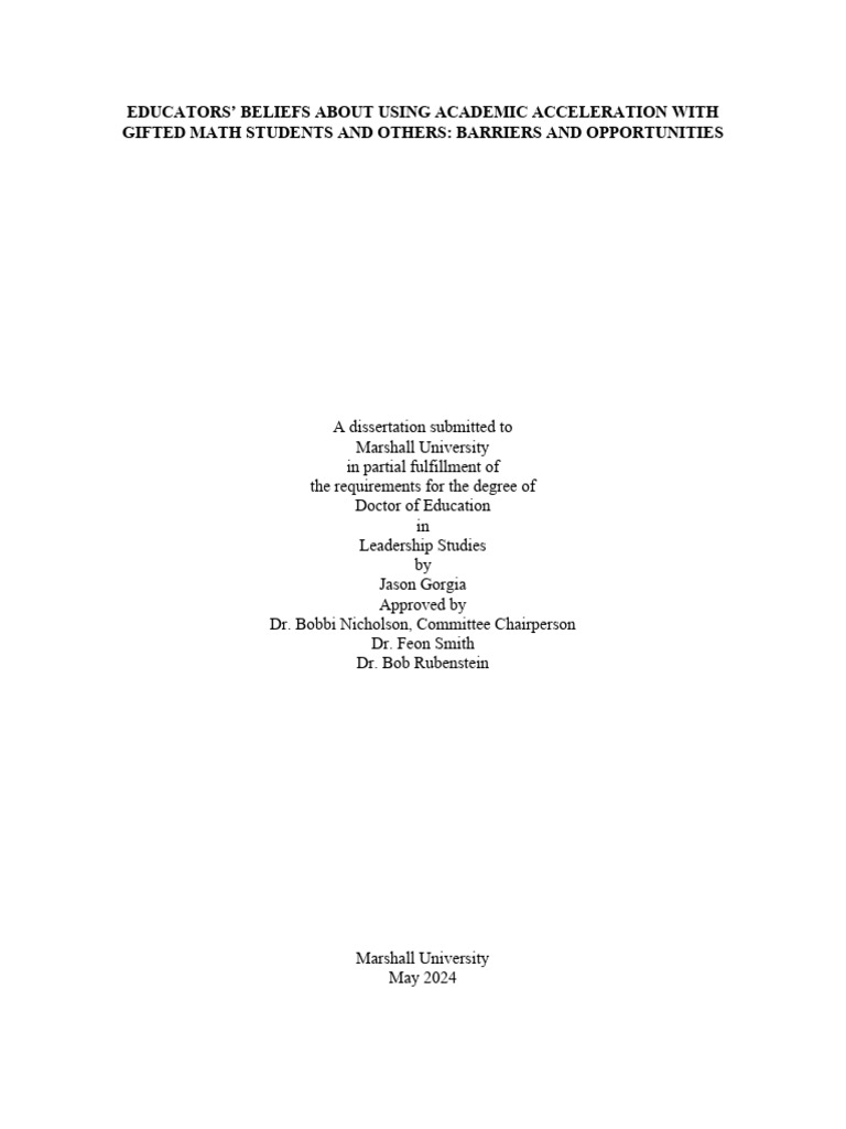 2024 Educators’ Beliefs About Using Academic Acceleration With Gifted ...