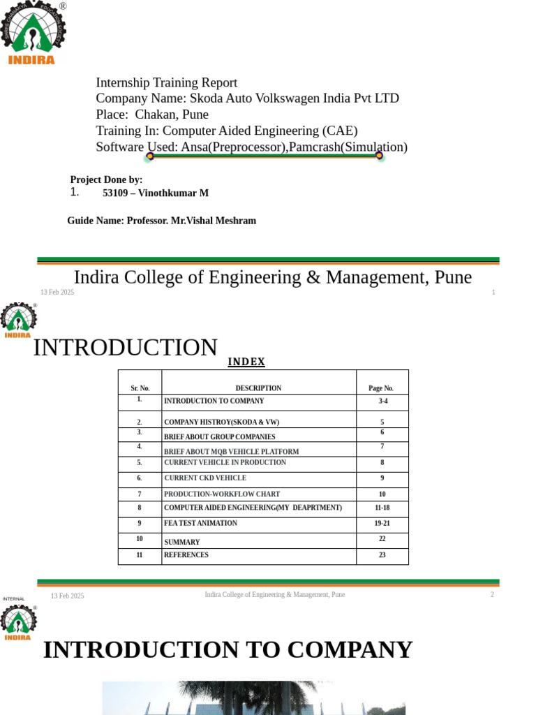 Vinothkumar M Intership Report | PDF | Finite Element Method | Computer Aided Design