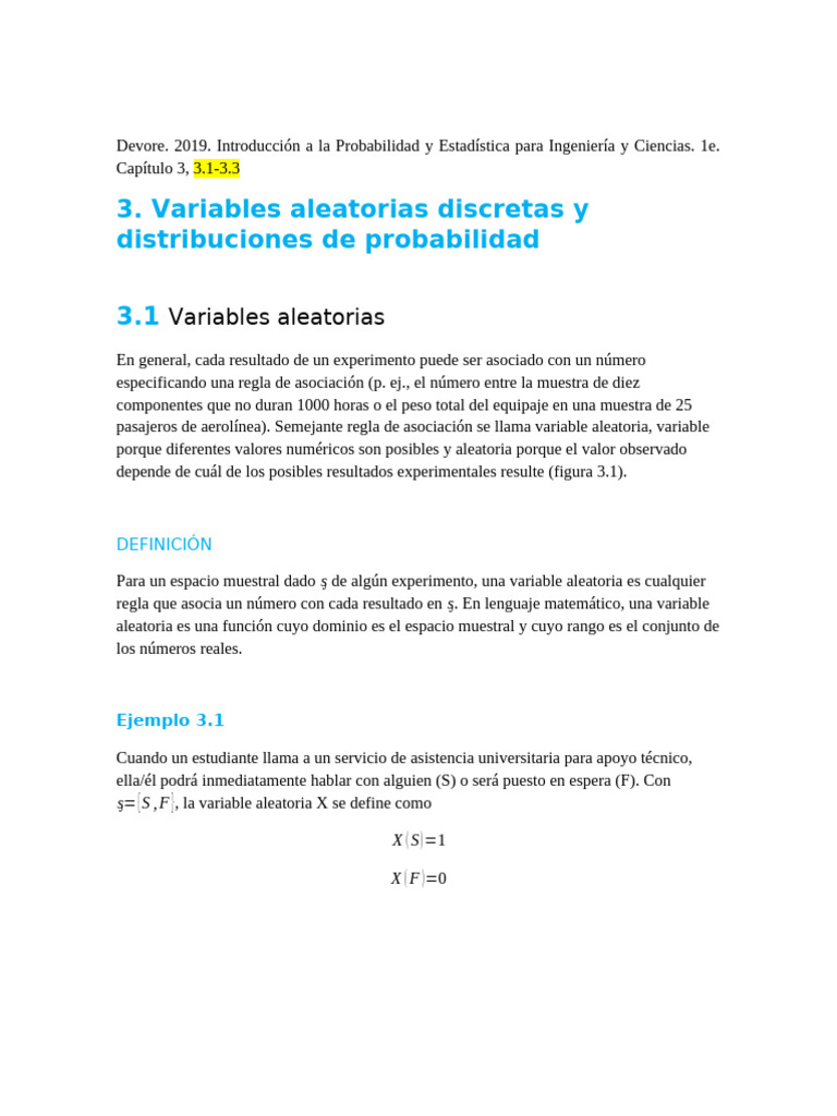 Variables Aleatorias y Distribuciones Discretas | PDF | Variable aleatoria | Teoría de probabilidad