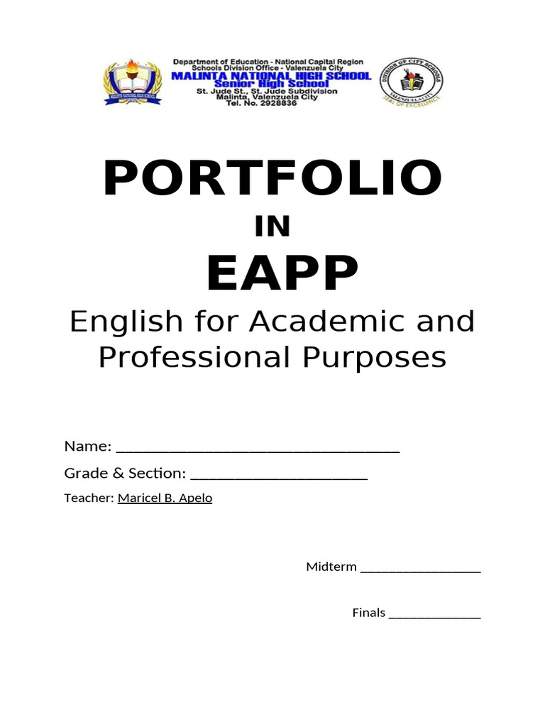 EAPP Portfolio Design Guide | PDF
