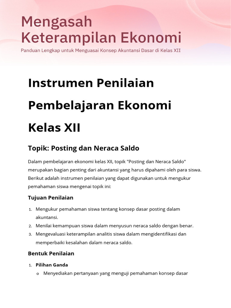 Penilaian Posting dan Neraca Saldo Ekonomi | PDF