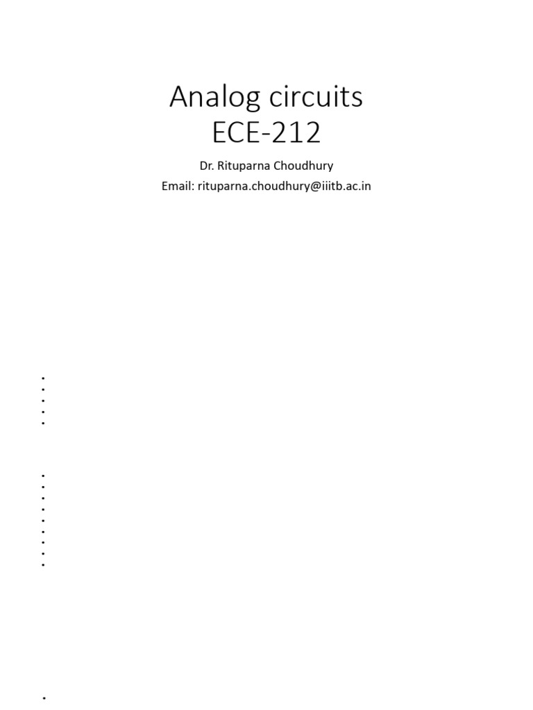 Analog Circuits Course Overview Pdf