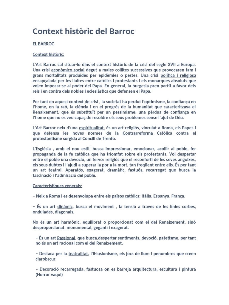 Context Històric Del Barroc | PDF