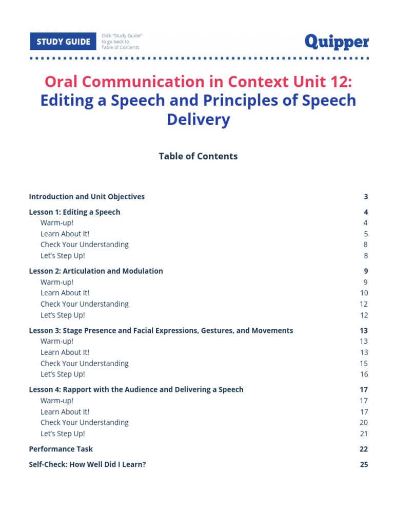 UNIT 12 Editing A Speech and Principles of Speech Delivery | PDF ...