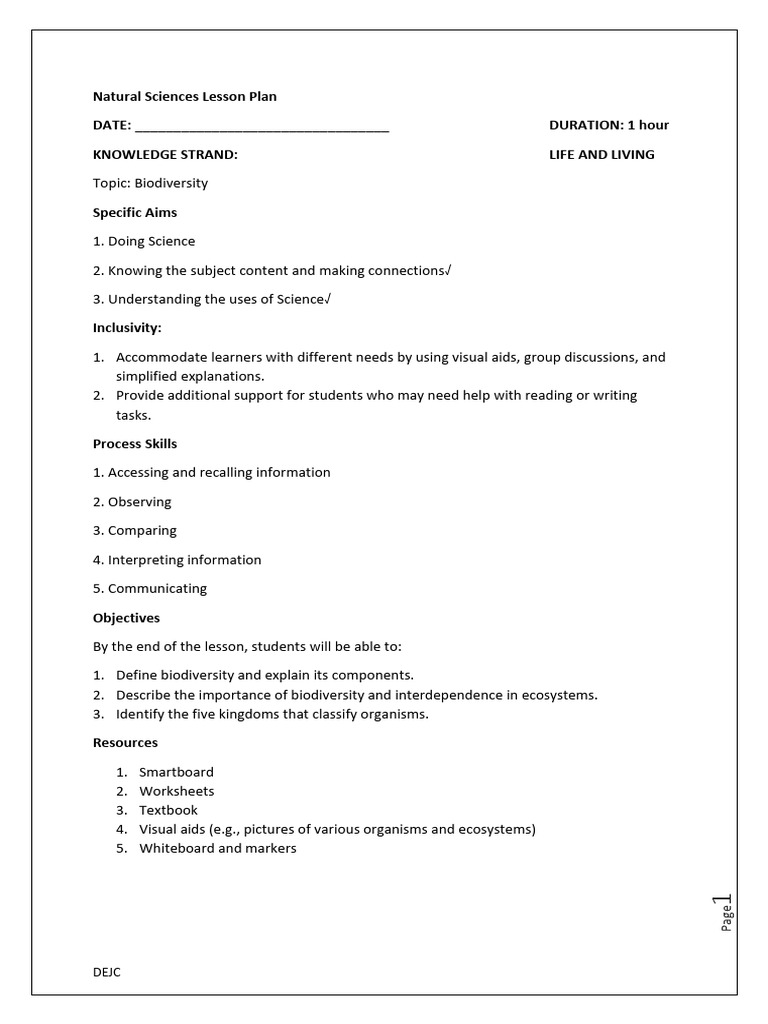 7th Grade Biodiversity Lesson Plan | PDF | Biodiversity | Ecosystem
