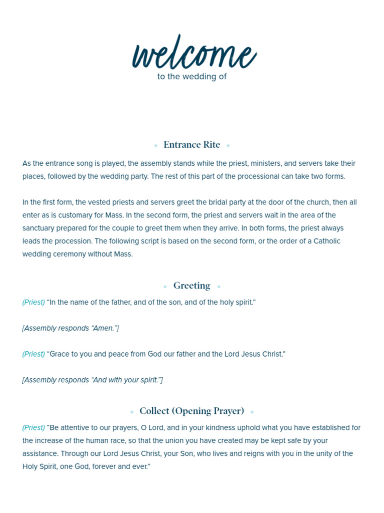 Catholic Wedding Script | PDF | Wedding | Marriage
