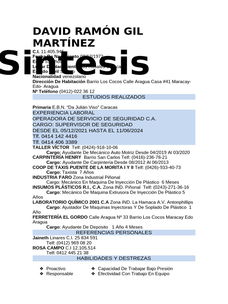 David Ramón Gil Martínez Curriculo | PDF