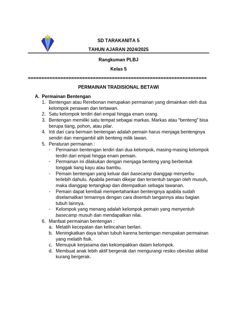 Rangkuman Permainan Tradisional Betawi | PDF