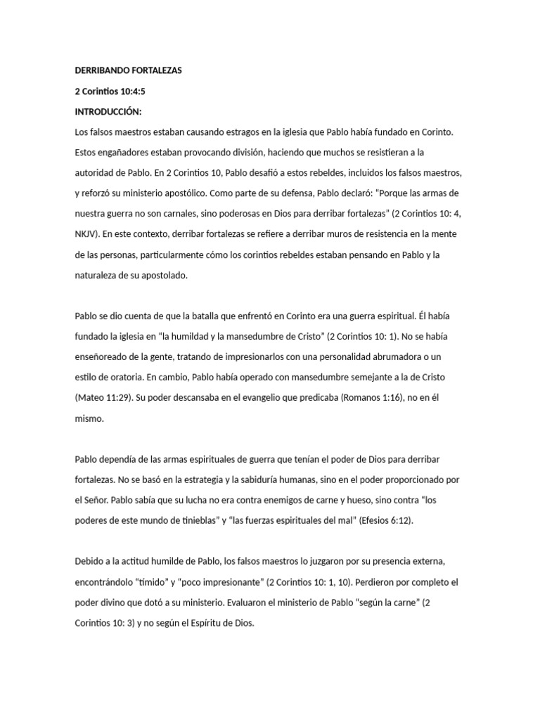 Derribando Fortalezas | PDF | Pablo el apóstol | Diablo