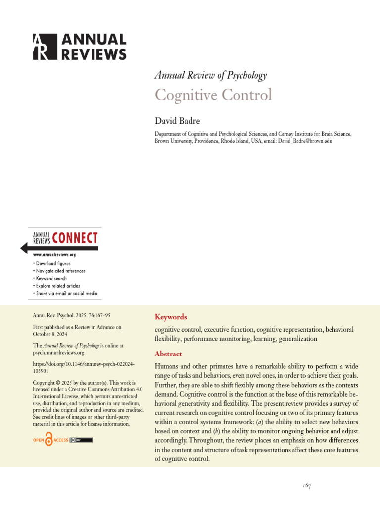 cognitive control | PDF | Executive Functions | Cognition