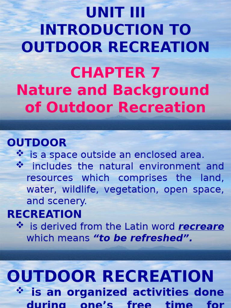 Nature and Background of Outdoor Recreation | PDF | Scuba Diving ...