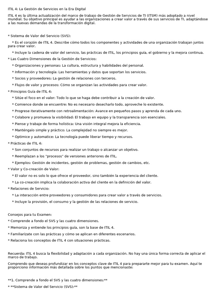 ITIL 4: Gestión de Servicios Digitales | PDF | Itil | It Service Management