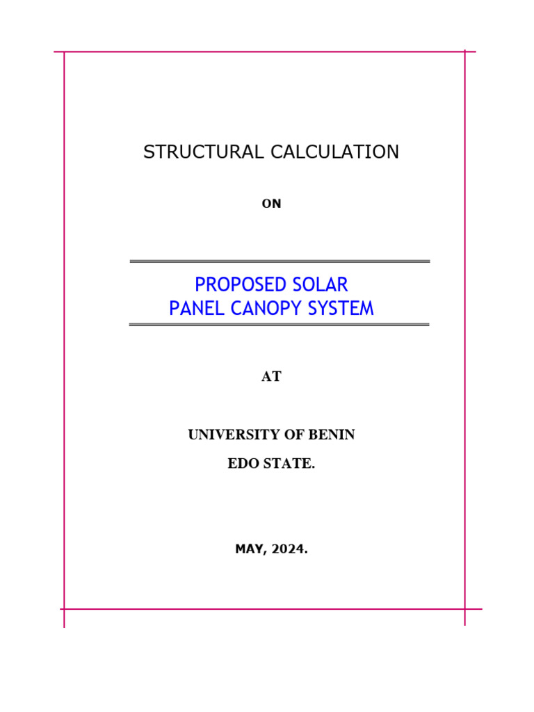 Solar Panel Canopy Structural Analysis | PDF