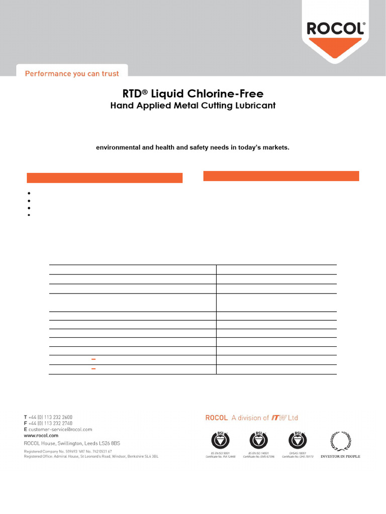 RTD Liquid Chlorine Free__ GB | PDF | Steel | Liquids