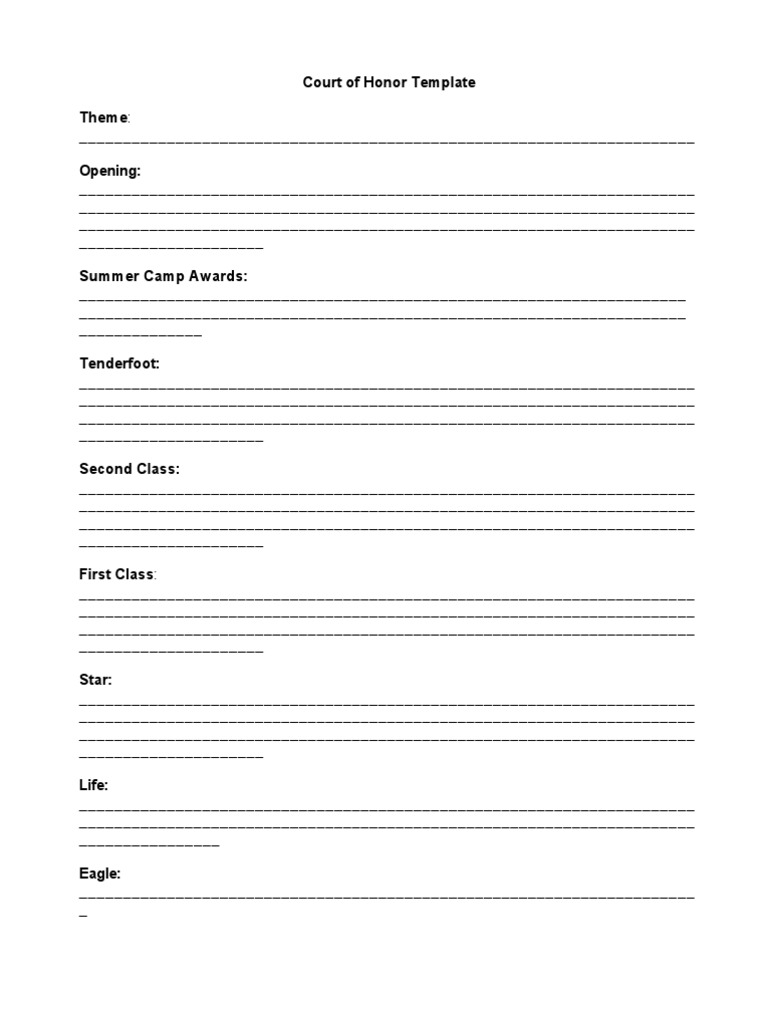 Court of Honor Templates | PDF | Scouting | Boy Scouts Of America