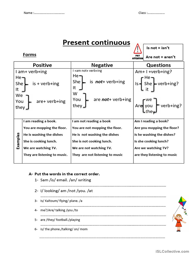Present Continuous - Two Page Activity | PDF | Linguistic Morphology ...