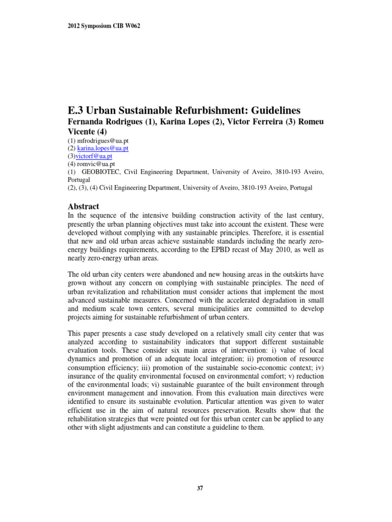 Urban Sustainable Refurbishment Guidelines | PDF | Sustainability ...