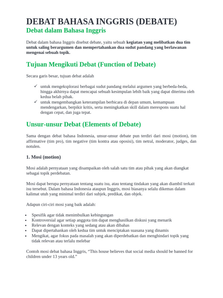 Debat Bahasa Inggris | PDF
