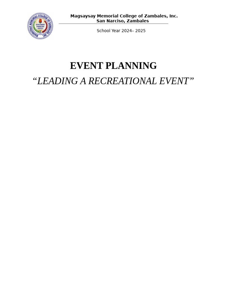 Event Planning | PDF | Safety