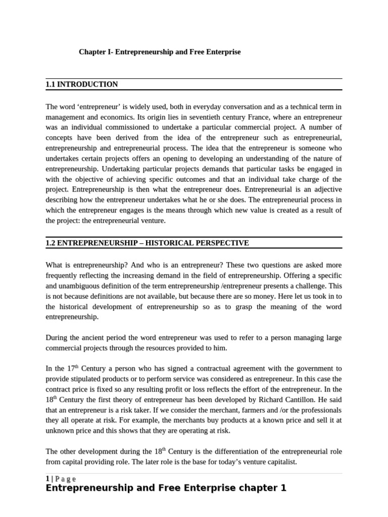 Chapter One - Overview of Entrepreneurship | PDF | Entrepreneurship ...