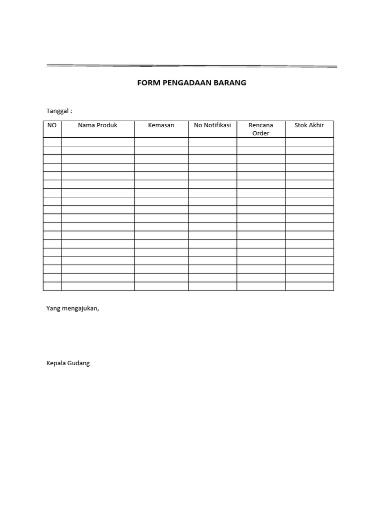 Form Pengadaan Barang New | PDF