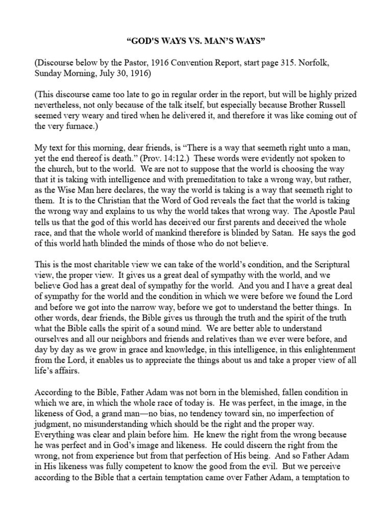 Gods Ways Vs Mans Ways Russell C T 564 Pdf God The Father Jesus 2481