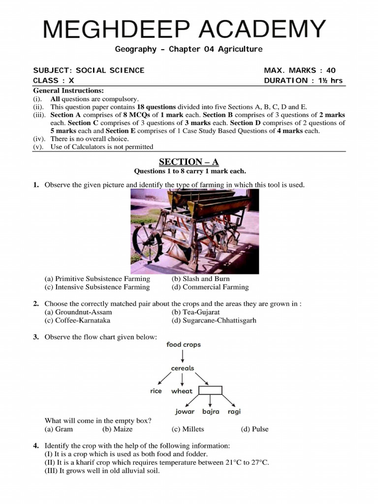 Social Science Class X Practice Paper 13 Geography - 250224 - 110223 | PDF