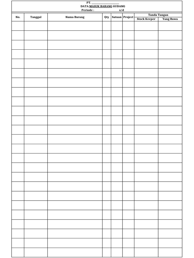 Form Keluar Masuk Barang Gudang | PDF