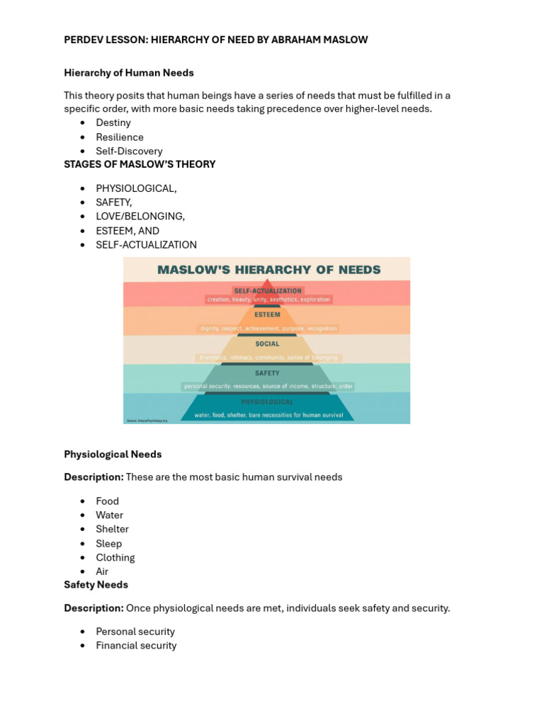 Personality Development Hierarchy of Needs | PDF