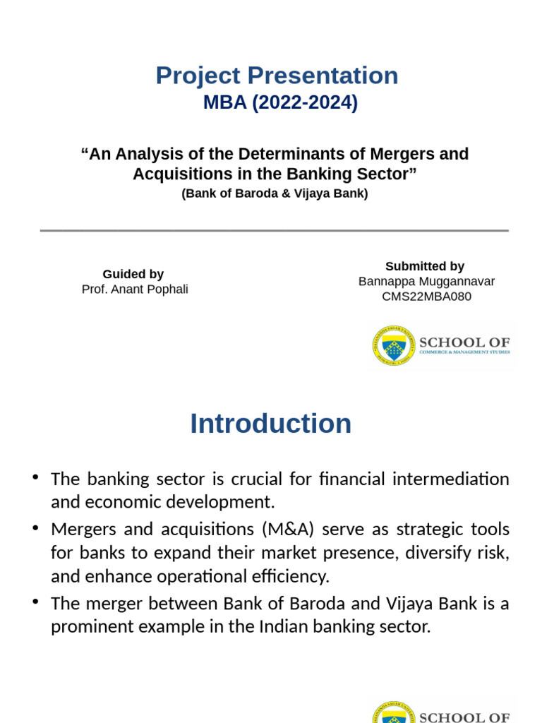 Mba Project Bannappa M (Cms22mba080) | PDF | Mergers And Acquisitions ...