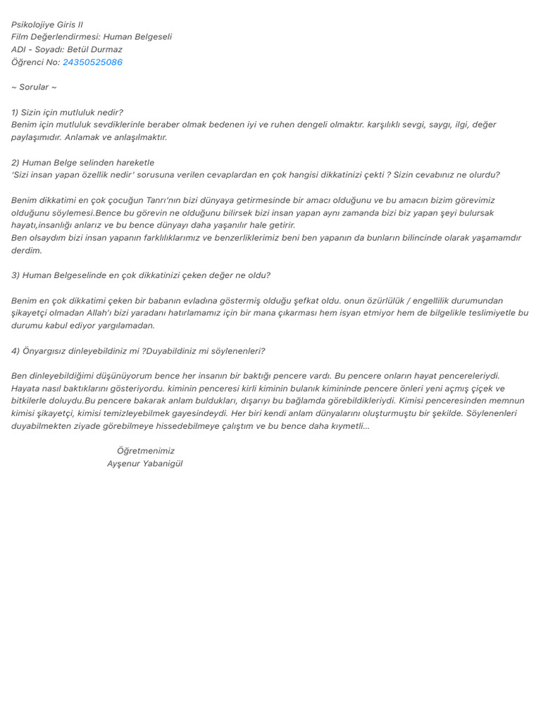 Psikolojiye Giris II 2 | PDF