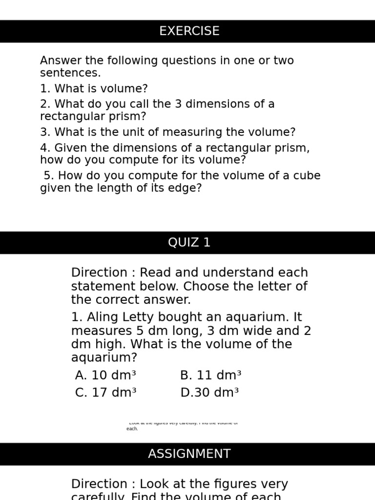 Week 2-Mathematics Grade5 - Exercise | PDF | Area | Volume