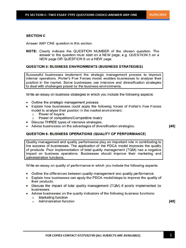 Buss P1 Section C | PDF
