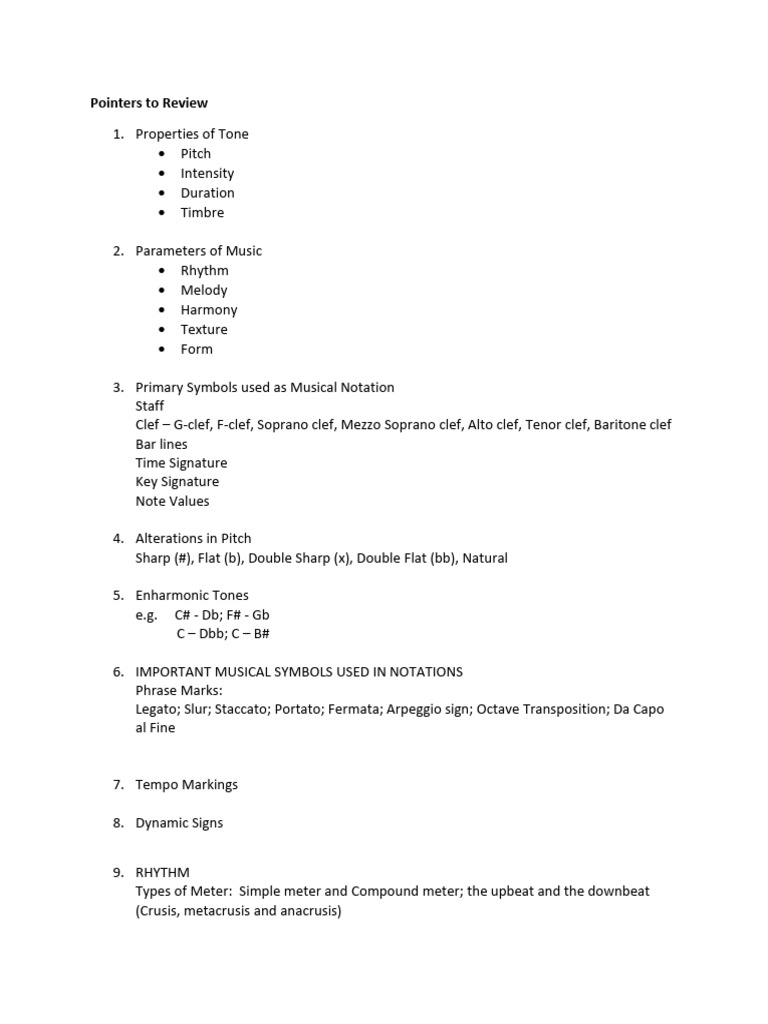 Pointers To Review Final Exam in Music | PDF