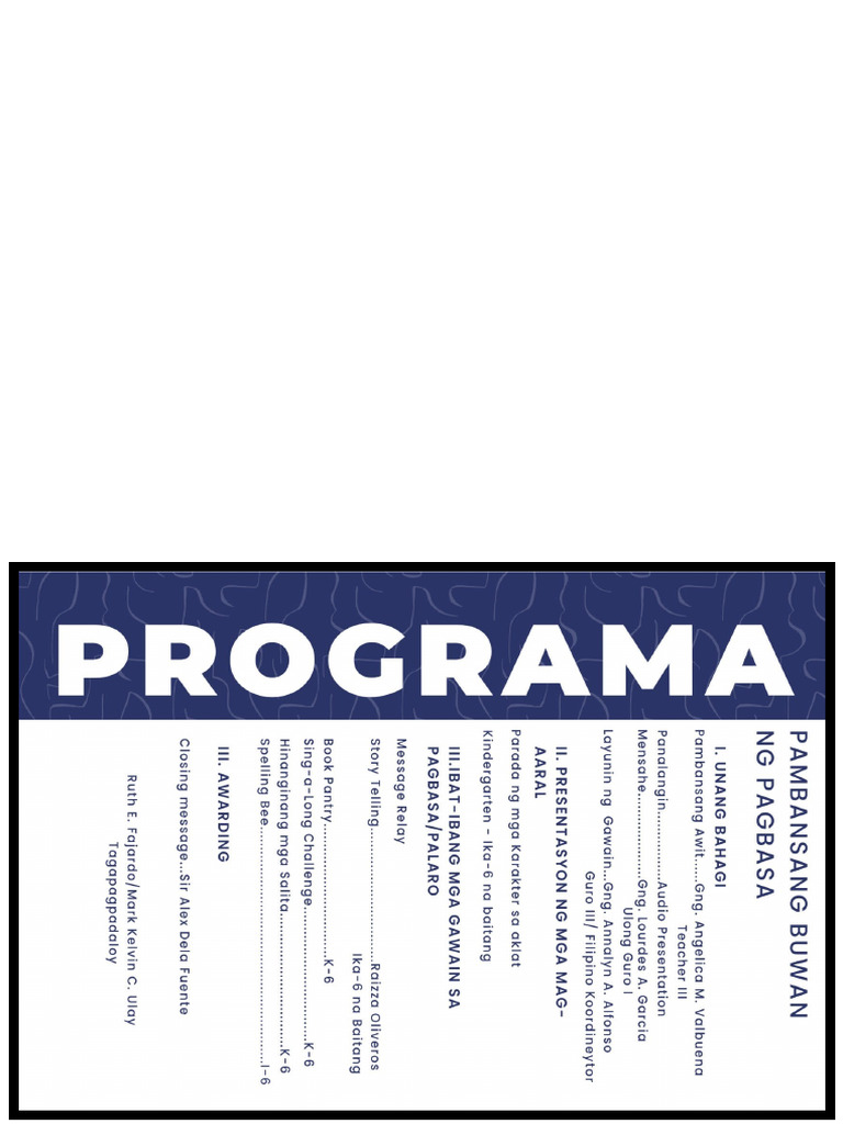 Reading Month Program 2024 | PDF