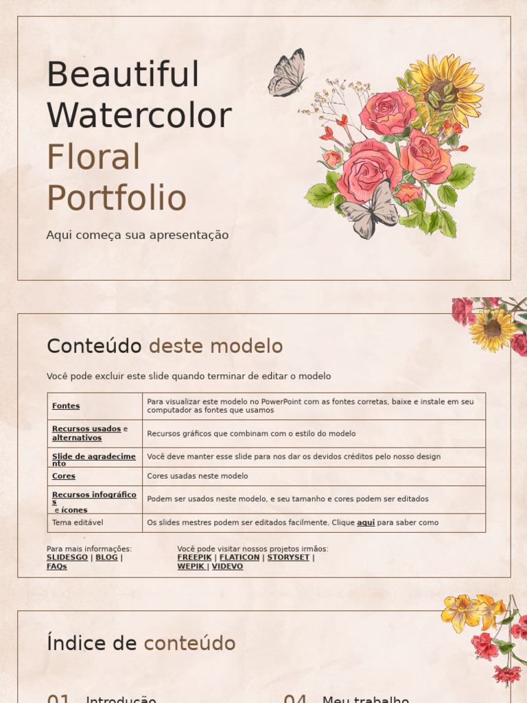 Beautiful Watercolor Floral Portfolio by Slidesgo | PDF | Competência ...