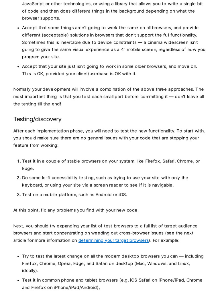 Testing/discovery: Determining Your Target Browsers | PDF
