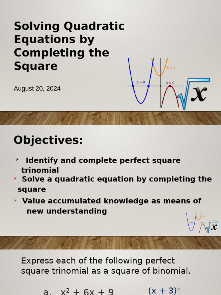 Completing The Square.2024 | PDF | Factorization | Quadratic Equation