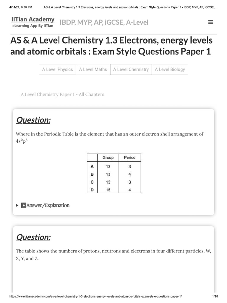 9701 Chemistry MCQ ch1 Topical Practice 3 | PDF