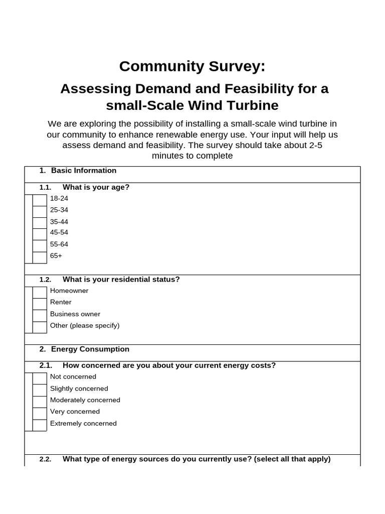Community Survey | PDF | Wind Power | Renewable Energy
